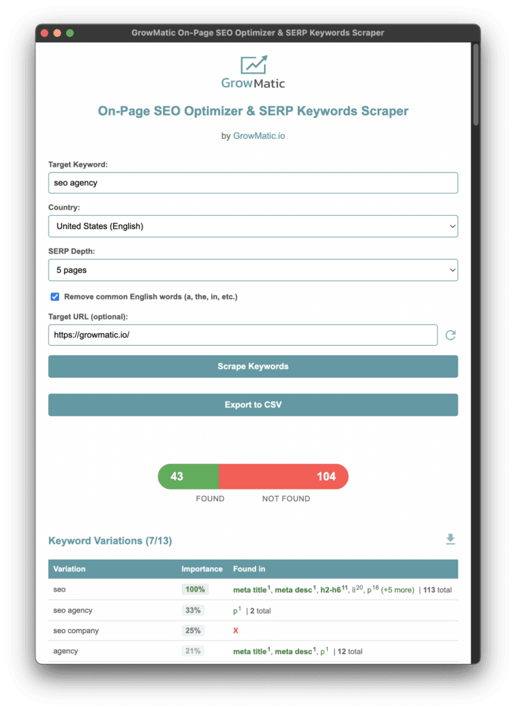 On-Page SEO Optimizer & SERP Keywords Scraper Chrome Extension – GrowMatic On-Page SEO Optimizer & SERP Keywords Scraper Chrome Extension – GrowMatic